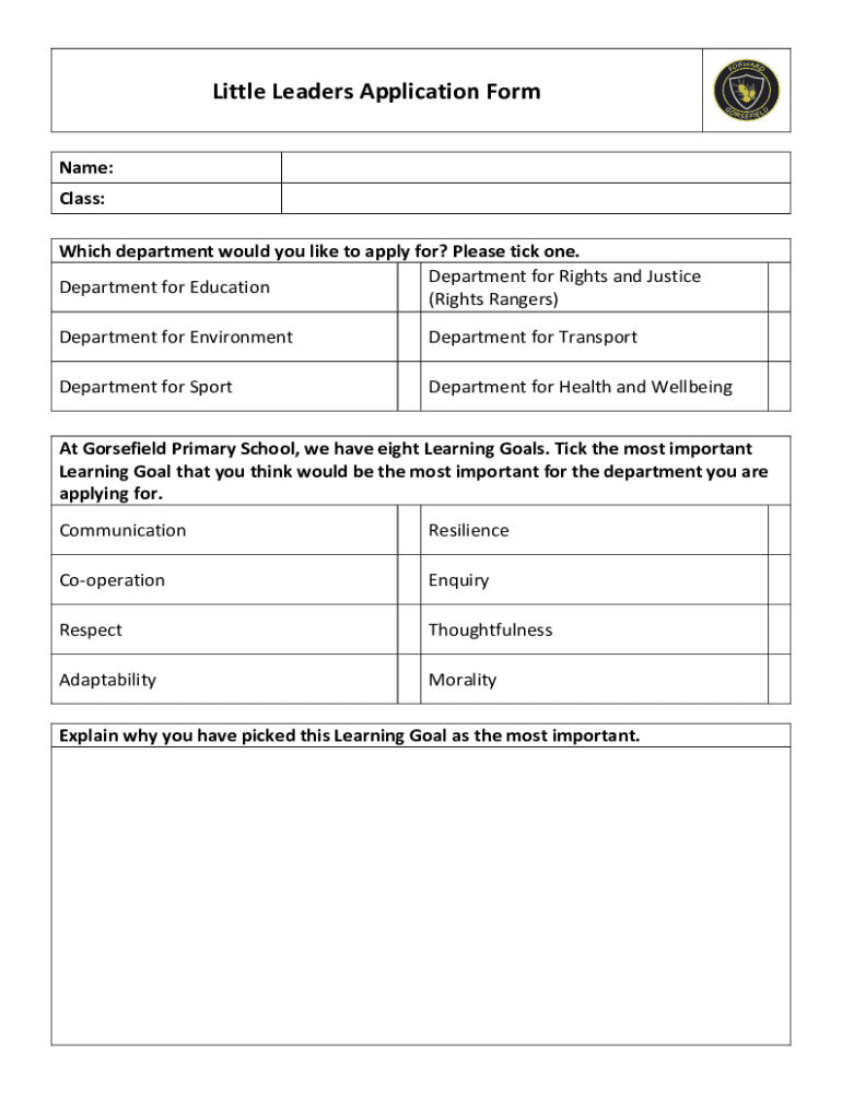 Fillable Online Little Leaders Application Form Fax Email Print - pdfFiller