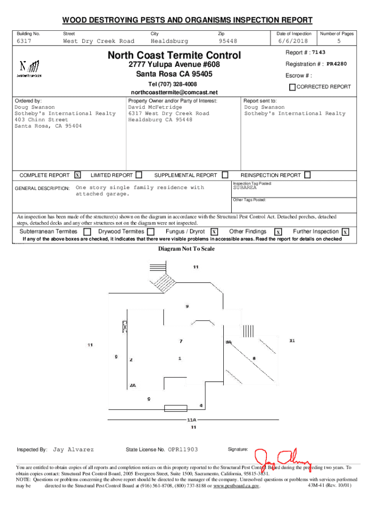 Fillable Online Wood Destroying Insect Report - WDIR Inspection ...