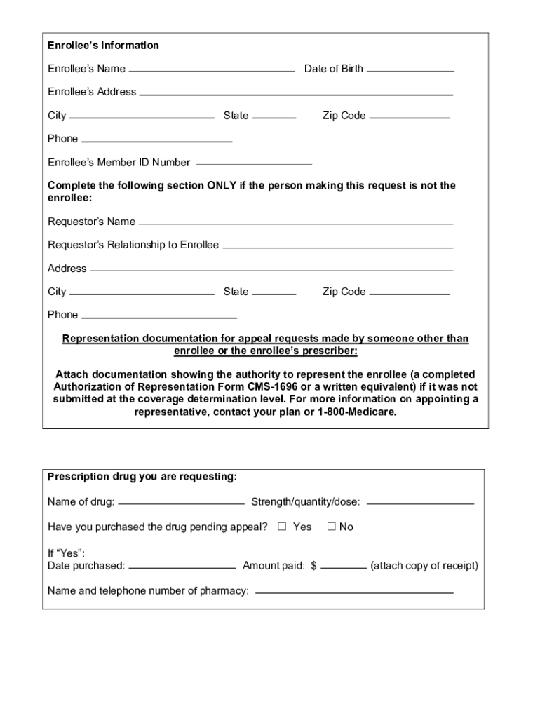 Fillable Online request for redetermination of medicare prescription ...