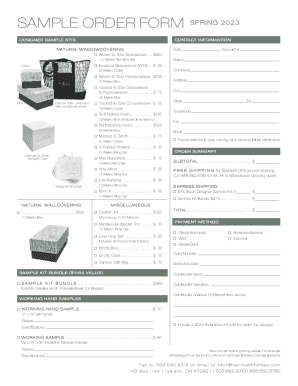 Fillable Online SAMPLE ORDER FORM Fax Email Print - pdfFiller