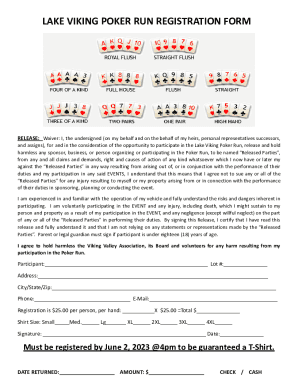 Fillable Online Poker Run Waiver Form - Fill Online, Printable ...