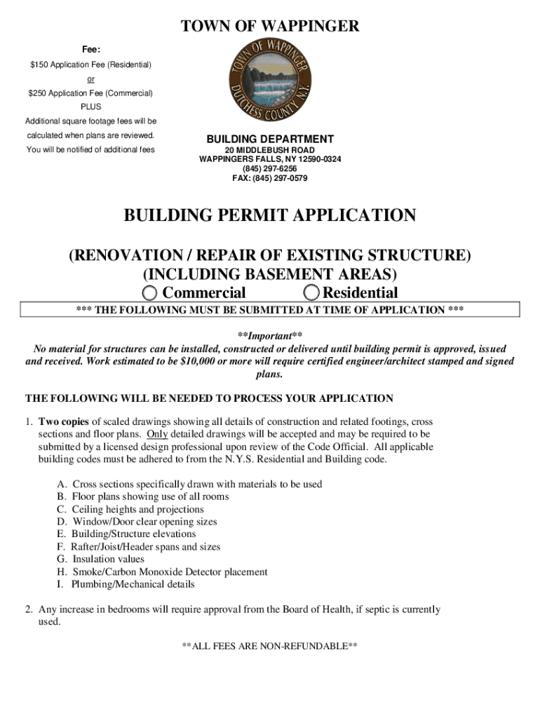 Fillable Online A. Building fees Schedule Type of Permit/Application ...