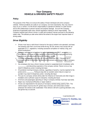 Fillable Online A Guide to Writing a Company Vehicle Use Policy Fax ...