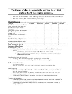 Fillable Online The theory of plate tectonics is the unifying ... Fax ...