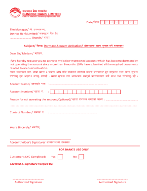 Fillable Online Dormant Account Activation Form Fax Email Print - pdfFiller