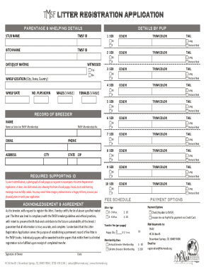 Fillable Online tMsf litter REGISTRATION APPLICATION Fax Email Print ...