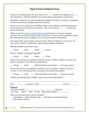 Fillable Online Open Forum Feedback Form Fax Email Print - pdfFiller
