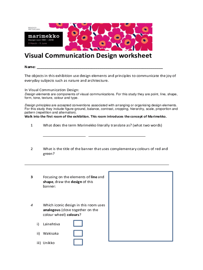 Fillable Online Visual Communication Design worksheet Fax Email Print ...