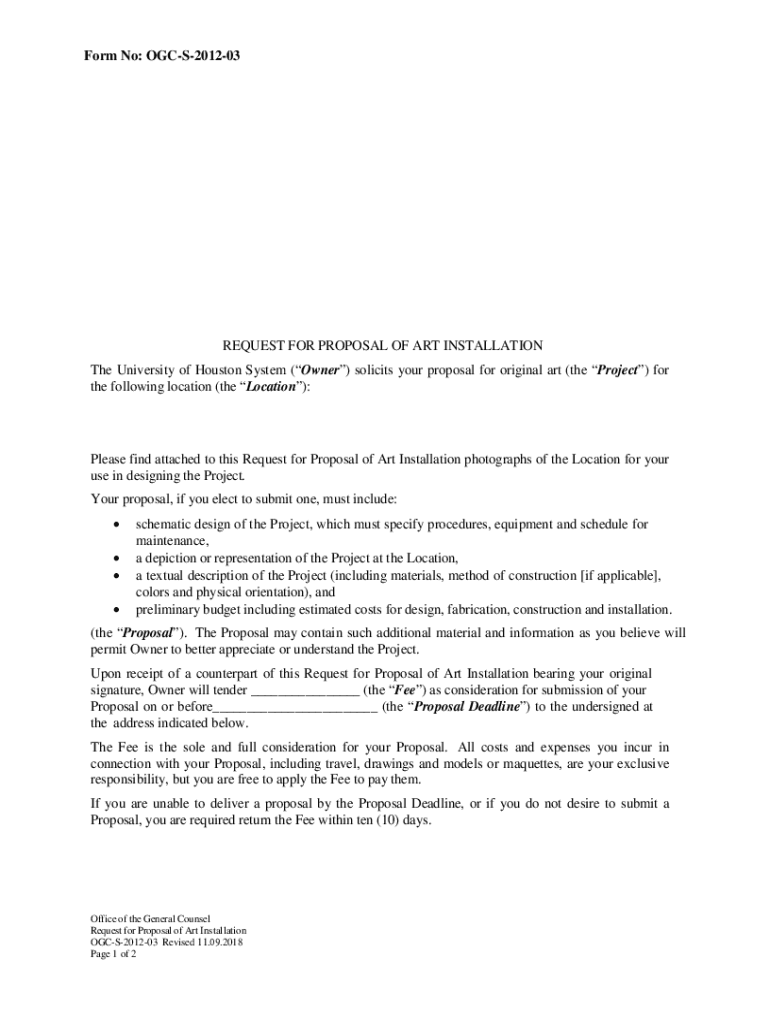 Fillable Online Request for Proposal for Art Installation Fax Email ...