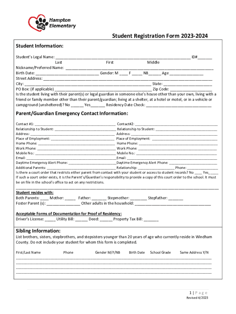 Fillable Online Krum Independent School District Registration Form for ...