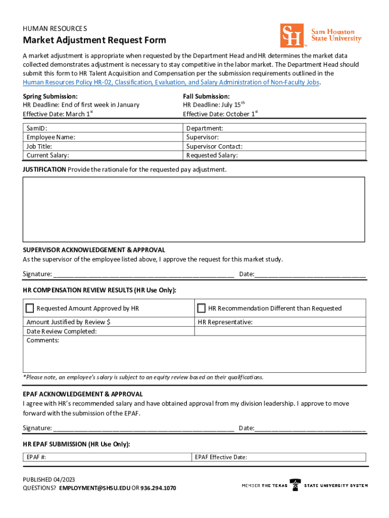 Fillable Online Market Adjustment Request Form Fax Email Print - pdfFiller