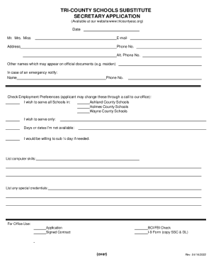 Fillable Online Secretary Sub App.doc Fax Email Print - pdfFiller