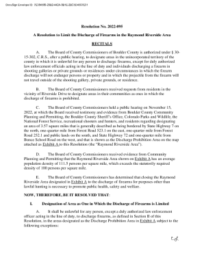 Fillable Online A Resolution to Limit the Discharge of Firearms in the ...