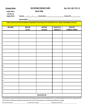 Fillable Online NSC DEFENSIVE DRIVING COURSE Fax Email Print - pdfFiller