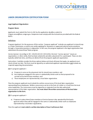 Fillable Online LABOR ORGANIZATION CERTIFICATION FORM Fax Email Print ...
