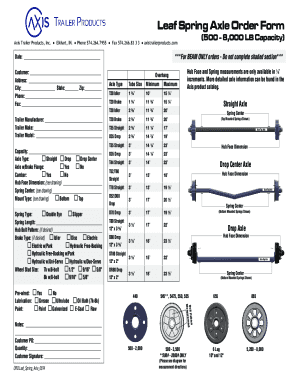 Fillable Online 5008000 LB Capacity Leaf Spring Axle Order Form Fax ...