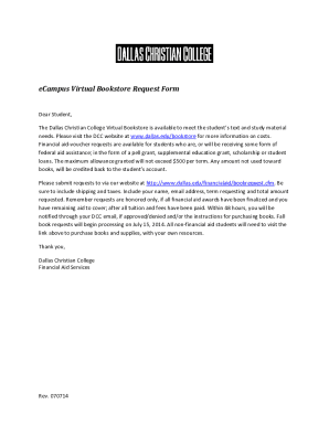 Fillable Online eCampus Virtual Bookstore Request Form Fax Email Print ...