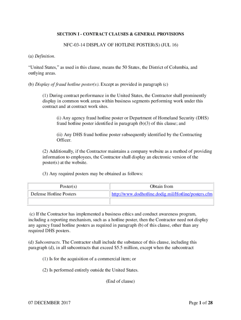 Fillable Online i PART II SECTION I CONTRACT CLAUSES ... Fax Email Print - pdfFiller