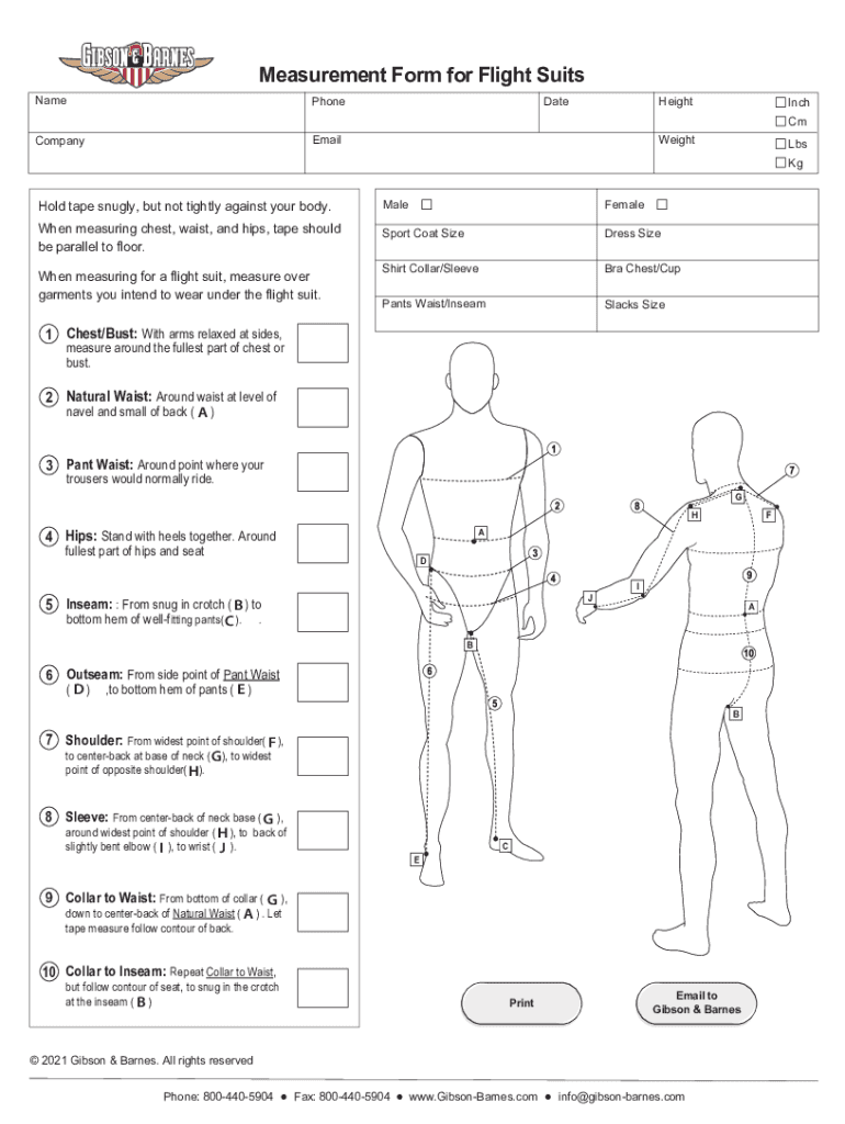 Fillable Online Measurement Forms Fax Email Print - pdfFiller