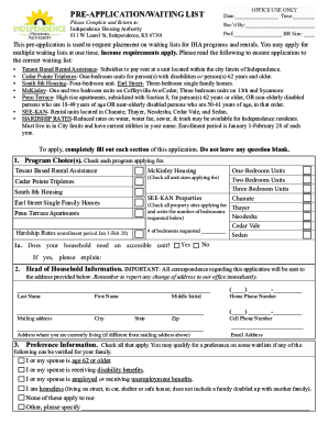 Fillable Online SACS Web Application - Independence Housing Authority Fax Email Print - pdfFiller