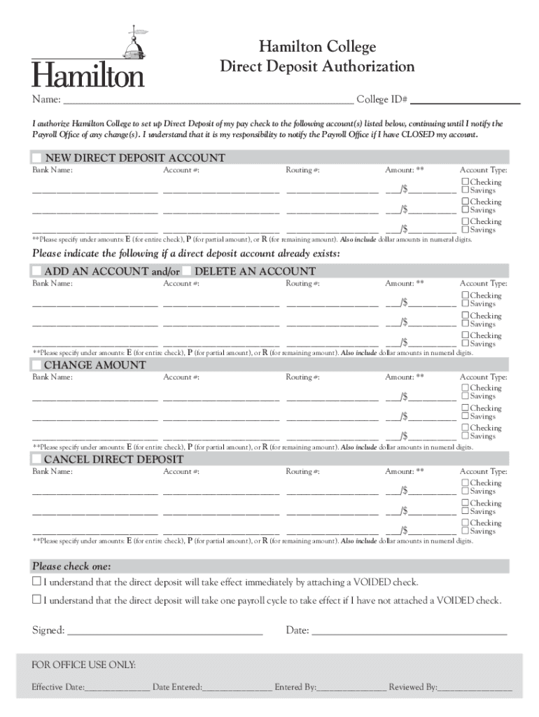 Fillable Online Accounts Payable - Direct Deposit for Employees ...
