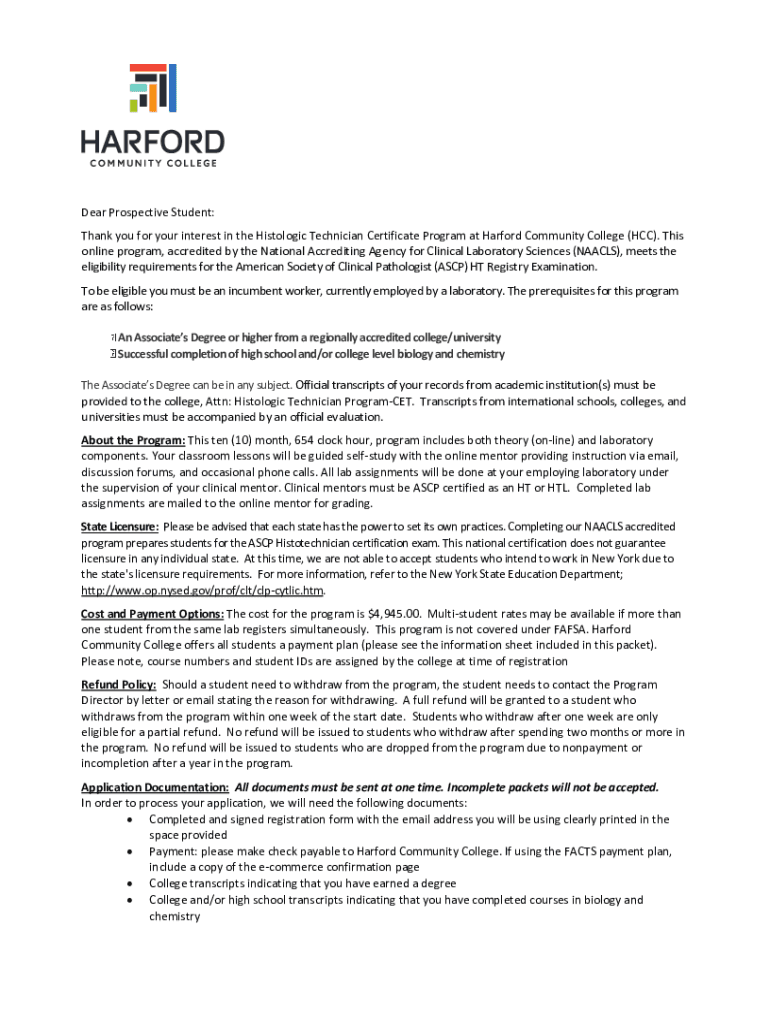 Fillable Online Histologic Technician Certificate Fax Email Print ...