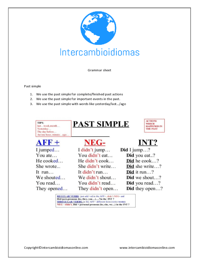Fillable Online Past Simple Tense Form Explained with 100 Examples Fax ...