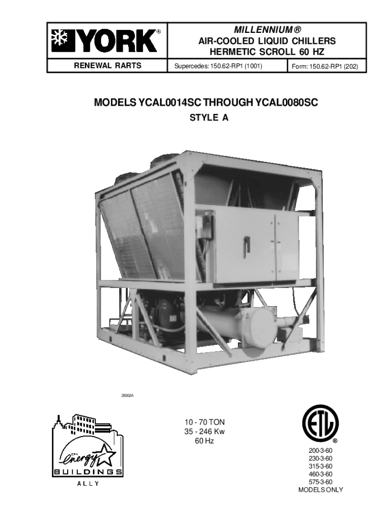 Fillable Online YCAL Style A Millennium Air-Cooled Liquid Chillers ...
