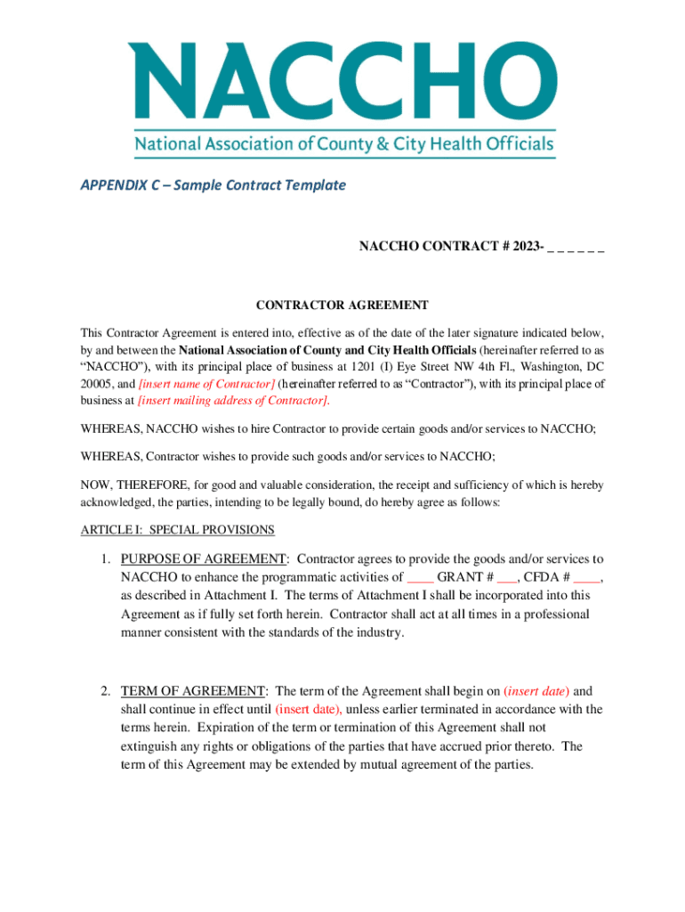 Fillable Online APPENDIX C Sample Contract Template Fax Email Print - pdfFiller