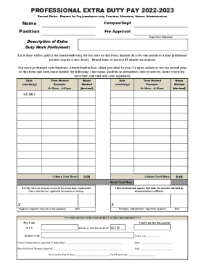 Fillable Online Additional Pay and Special Assignment Request Form Fax ...