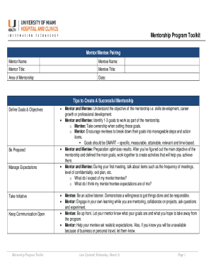 Fillable Online a mentoring program toolkit Fax Email Print - pdfFiller