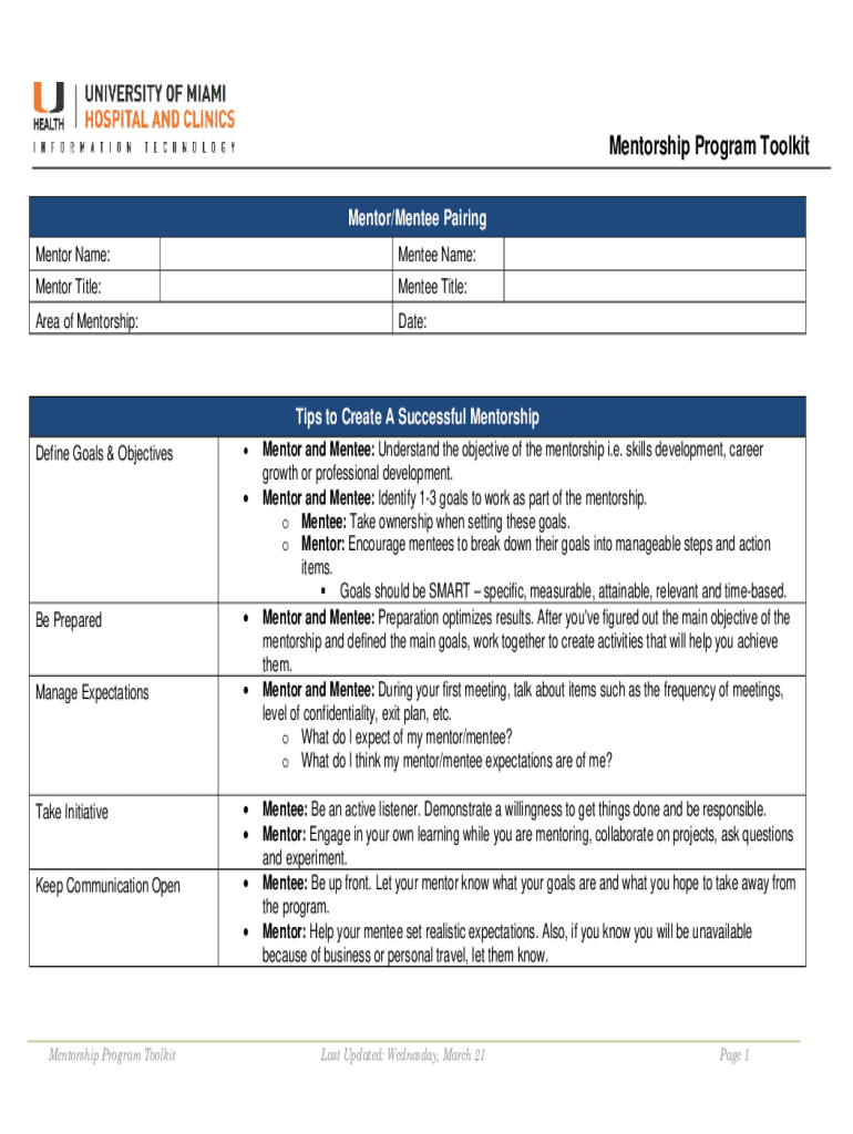 Fillable Online a mentoring program toolkit Fax Email Print - pdfFiller