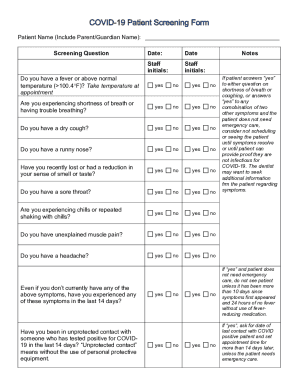 Fillable Online Patient Screening Form 081220.docx Fax Email Print ...