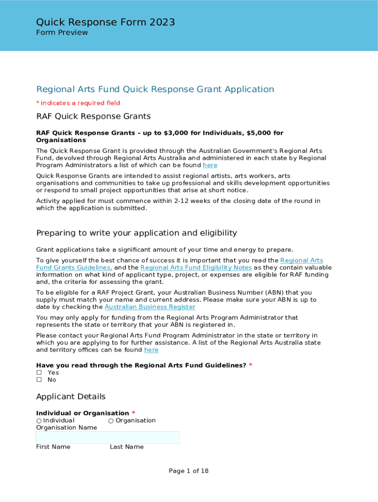 Fillable Online Application Form Quick Response Grants 2022-2023 Fax ...