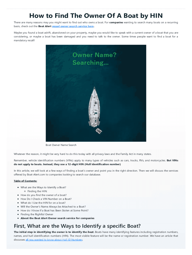 Fillable Online Boat History Report: Boat VIN Lookup / Hull ...