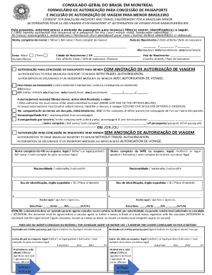 Preenchível Disponível Authorization for Travel with a Brazilian Minor ...