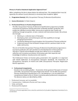 Fillable Online Fitness to Practise Statement Application Approval ...