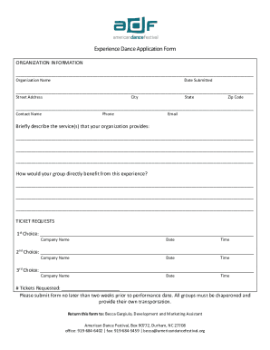 Fillable Online Experience Dance Application Form 2023.docx Fax Email ...