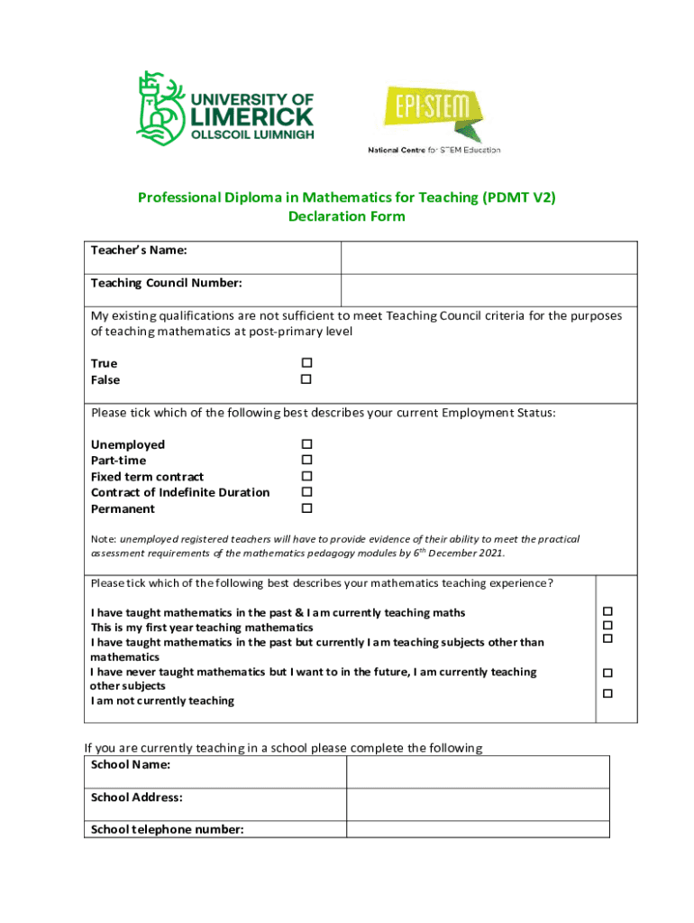 Fillable Online Physical Education - Subject Declaration Form Fax Email ...