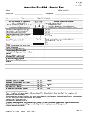 Fillable Online Inspection ChecklistScratch Coat Fax Email Print ...
