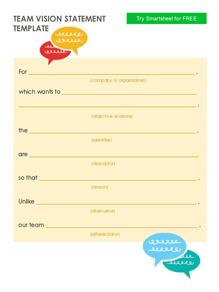 Fillable Online TEAM VISION STATEMENT TEMPLATE Fax Email Print - pdfFiller