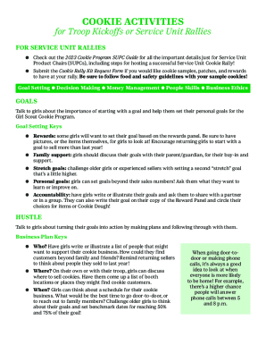 Fillable Online Cookie Rally Guide - Girl Scouts River Valleys ...