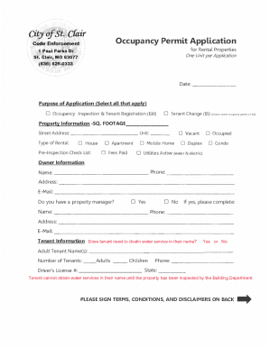 Fillable Online St clair county occupancy inspection Fax Email Print - pdfFiller