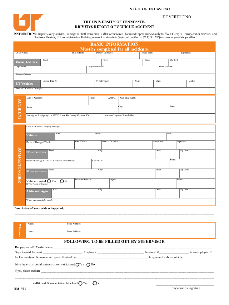 Fillable Online Drivers Report of Vehicle Accident form Fax Email Print ...