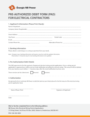 Fillable Online PRE-AUTHORIZED DEBIT FORM (PAD) FOR ... Fax Email Print ...