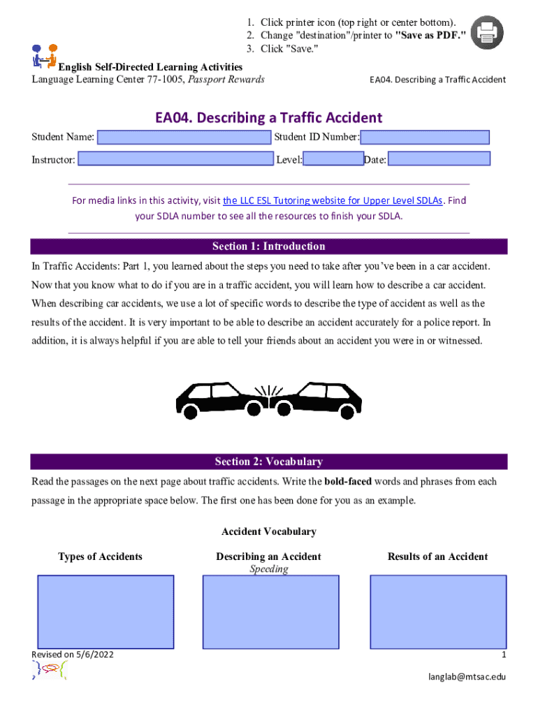 Fillable Online EA04 Describing a Traffic Accident Fax Email Print ...