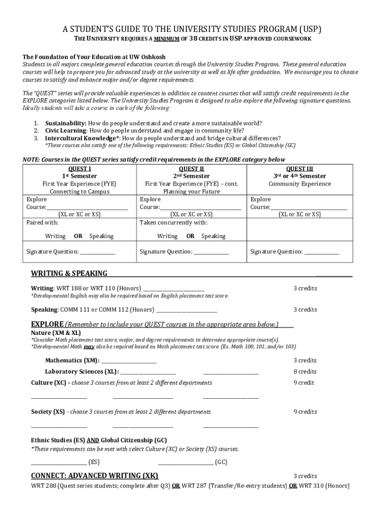 Fillable Online Teaching in the USP - University Studies Program ...