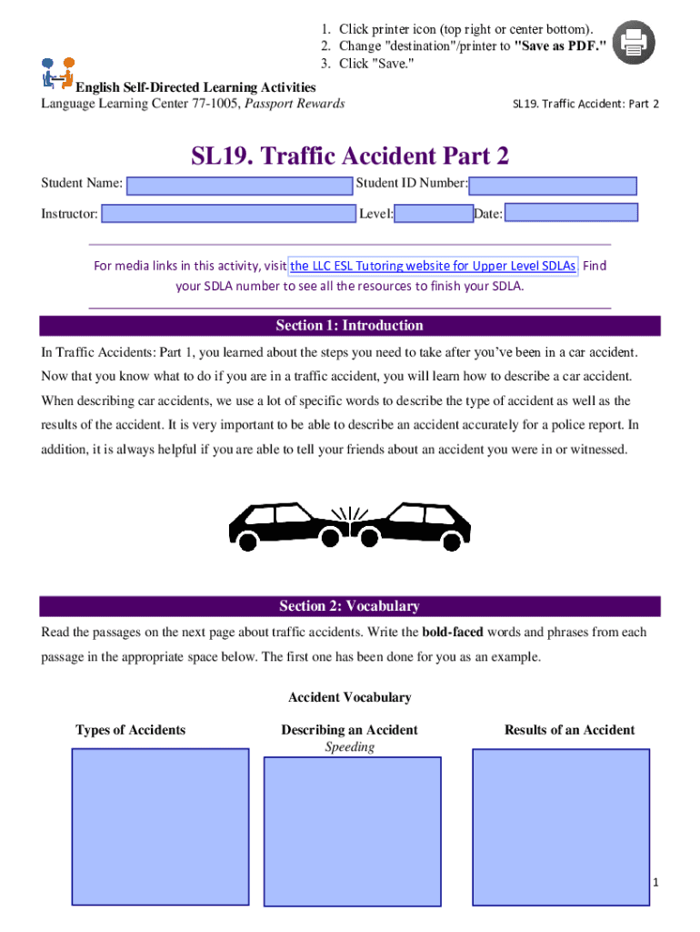 Fillable Online SL19. Traffic Accident Part 2 Fax Email Print - pdfFiller