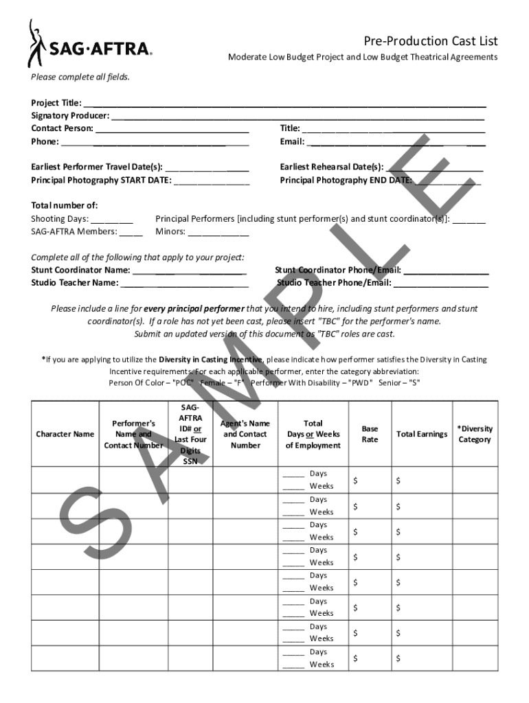 Fillable Online Producer's Guide to Working with SAG-AFTRA on a ... Fax Email Print - pdfFiller