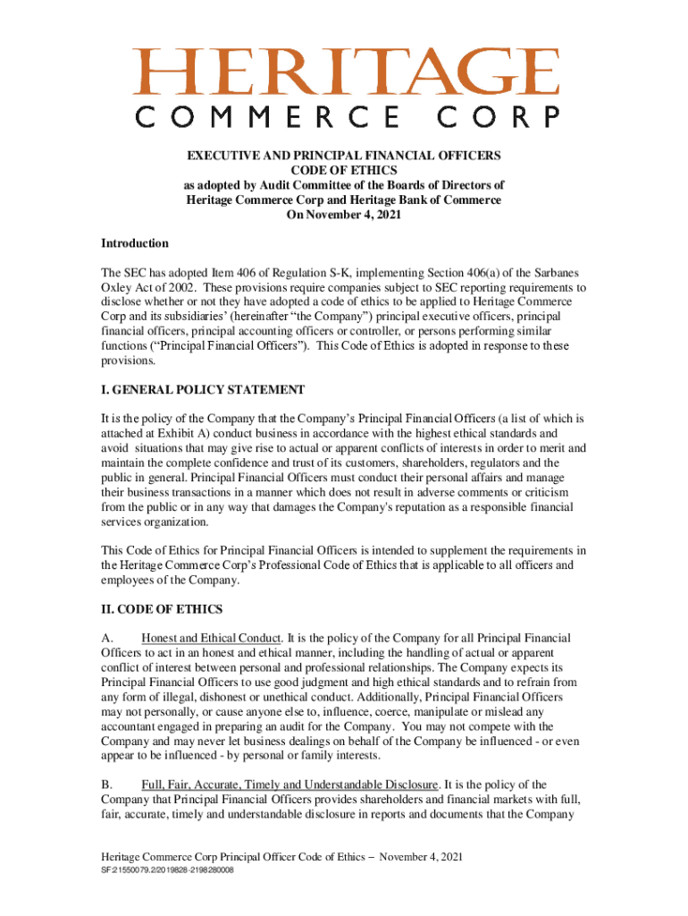 Fillable Online HERITAGE COMMERCE CORP (Form: DEF 14A, Received Fax ...